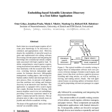 Embedding Based Scientific Literature Discovery In A Text Editor Application Acl Anthology