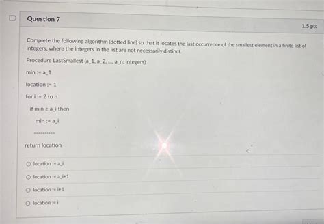 Solved Question Pts Complete The Following Algorithm Chegg