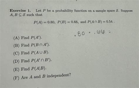 Solved Exercise Let P Be A Probability Function On A Chegg