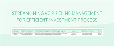 Free Vc Pipeline Templates For Google Sheets And Microsoft Excel Slidesdocs
