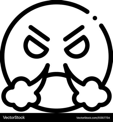 Angry Icon Thin Linear Style Design Isolated Vector Image
