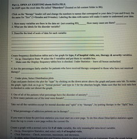 Part A Open An Existing Sheets Data File In Jasp