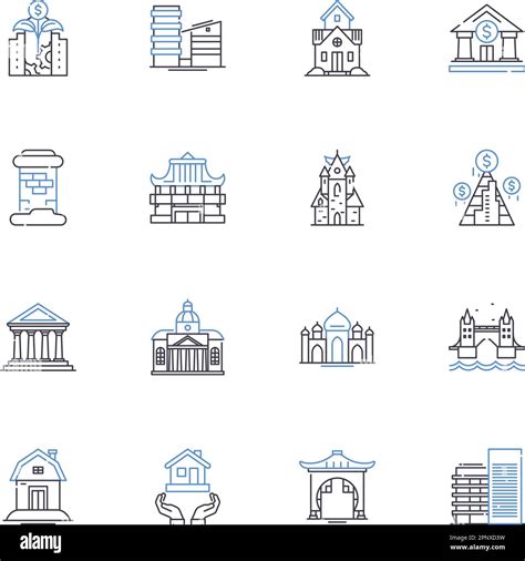 Asset Investment Line Icons Collection Portfolio Returns Stocks