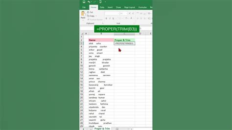 Proper And Trim Function In Excel 🔥🔥🔥shorts Excel Youtube