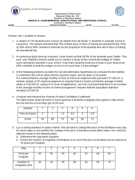 Summative Stat Q4 Pdf Statistical Analysis Teaching Mathematics