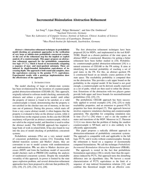 Pdf Incremental Bisimulation Abstraction Refinement