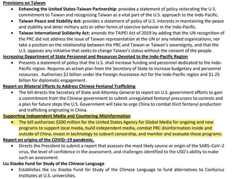 New Bill Just Passed 500 Million For Us Propaganda Against China R