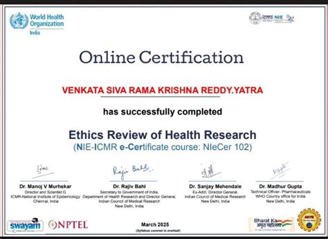 Who Icmr Healthresearch Ethics Certification Continuouslearning