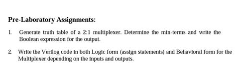 Solved Pre Laboratory Assignments 1 Generate Truth Table