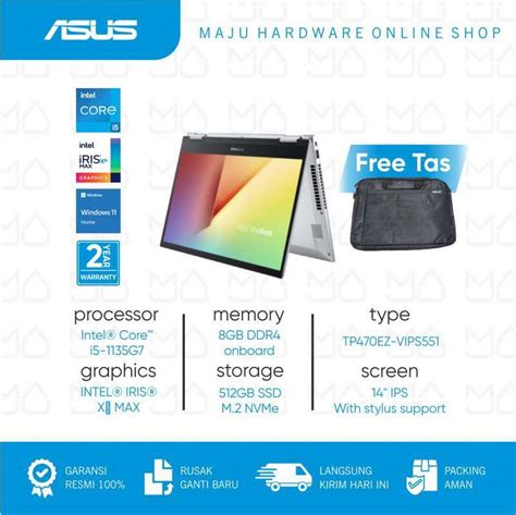 Jual Laptop Asus Vivobook Flip Tp Ez Vips I G Gb Gb Black Di Seller Maju
