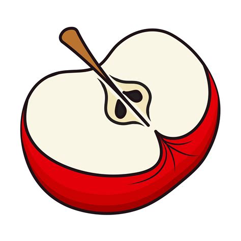 Medio De Un Rojo Manzana En Dibujos Animados Estilo Vector Ilustración