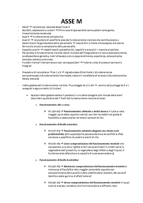 Riassunto Asse M Pdm 2 Asse M Adulti → Valutato Per Secondo Dopo Lasse P Bambini Adolescenti