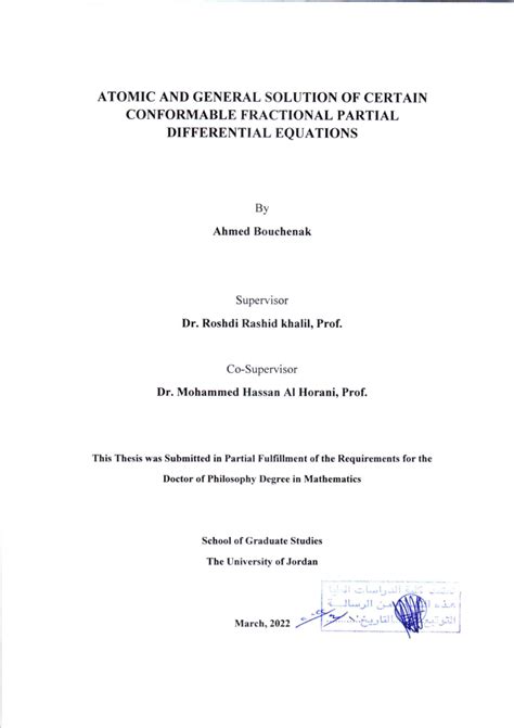 Pdf Atomic And General Solution Of Certain Conformable Fractional