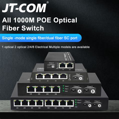 JT COM All Gigabit G E Network Fiber Switch Mbps POE Optical Media Converter Fiber Port
