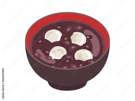 おわんに入った、白玉ぜんざいのイラスト Stock Illustration Adobe Stock
