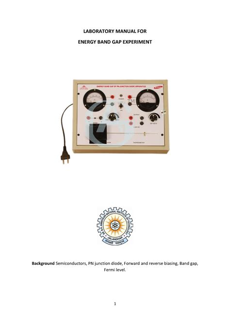 Eg Experiment Useful For The Practical Course LABORATORY MANUAL FOR ENERGY BAND GAP