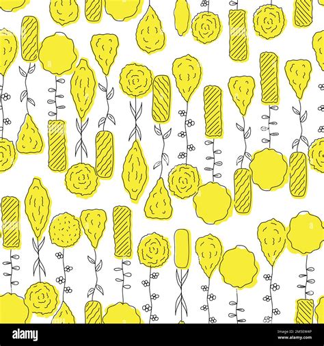 Abstract Flowers Seamless Repeat Pattern Vector Line Art Vector Illustration Great For