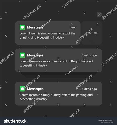 Notification Screen Ui Design Phone Notification Stock Vector Royalty