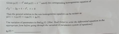 solved variation of parameters problem according to my