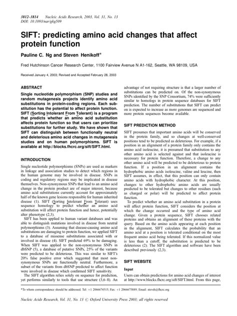 2003 sift pdf point mutation single nucleotide polymorphism