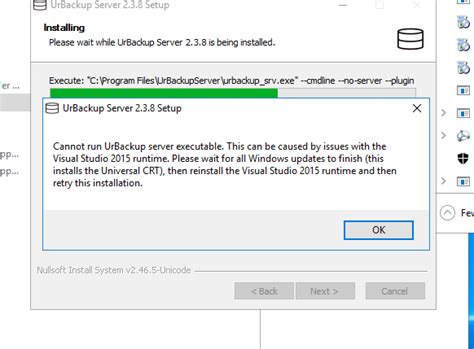 issue installing on server 2016 urbackup discourse
