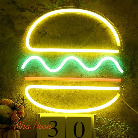 custom hamburger neon sign aha neon®