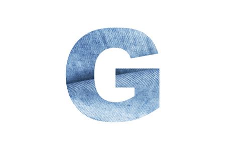 알파벳 데님의 문자 G 디자인 프로젝트 포스터 엽서 초대장 브로셔 및 앨범용 섬유 청바지의 알파벳 컬렉션 그림 0명에 대한 스톡