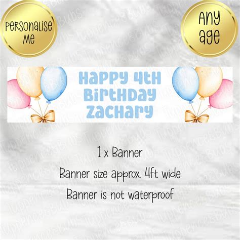 Coloured Balloon Birthday Banner Personalised For Her For Him Party