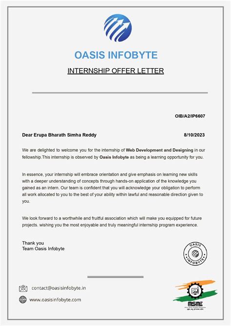 erupa bharath on linkedin oasisinfobyte internship webdevelopment