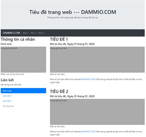 Bootstrap4 Layout Dammio