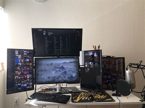 My Quad Monitor Custom Water Cooled College Setup 8700k 1080 Ti 32gb