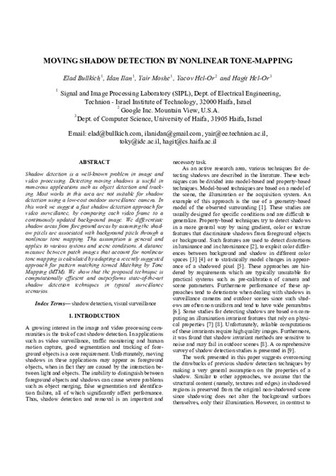 Pdf Moving Shadow Detection By Nonlinear Tone Mapping