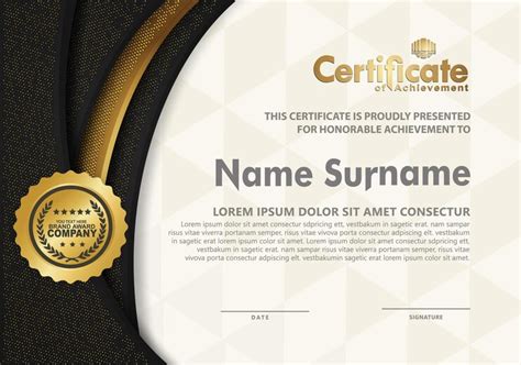 럭셔리 패턴 졸업장 벡터 일러스트 레이 션 인증서 템플릿 프리미엄 벡터