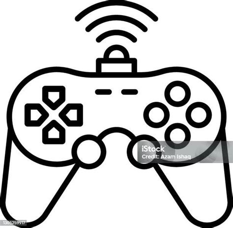 모션 센서 벡터 색상 라인 아이콘 디자인 흰색 배경에 사물 의 인터넷 기호 Iot 및 자동화 재고 일러스트 스마트 무선 게임 컨트롤러 개념지능형 게임 패드 감지기에 대한