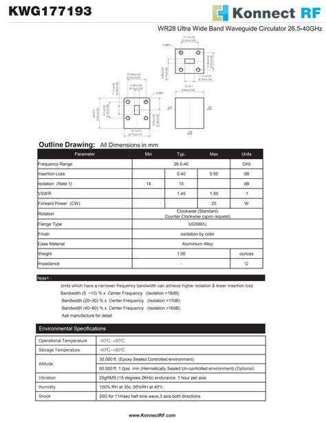 Waveguide Wr 28 Circulator 265 40 Ghz Konnectrf