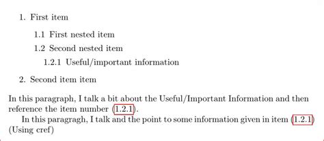 Automatic Referencing Of Item Number In Enumerate Environment Tex