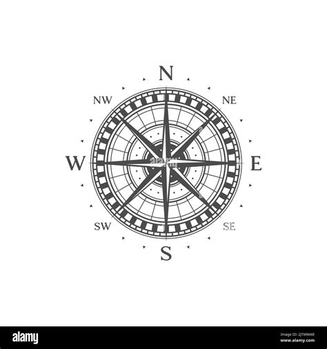 Vintage Compass Nautical Navigation Sea Travel Sign Windrose Star