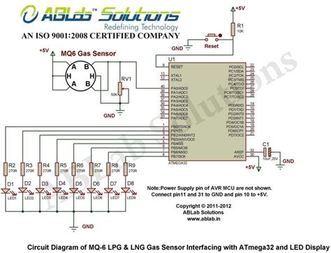 Analog Mq 6 Lpg And Lng Gas Sensor Interfacing With Avr Atmega32 Microcontroller And Led Display