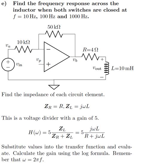 Solved E Find The Frequency Response Across The Inductor