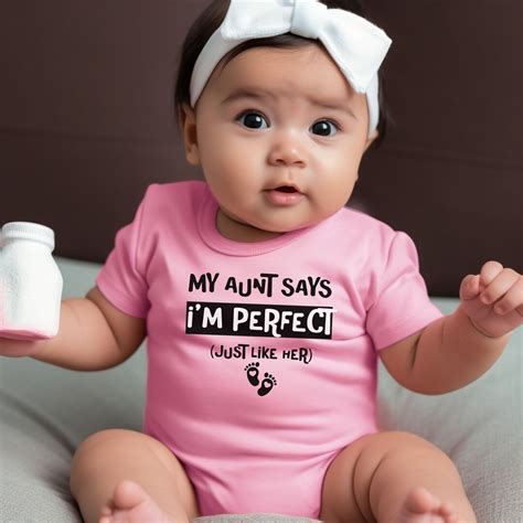 My Aunt Says Im Perfect Just Like Her Bodysuit Funny Newborn Baby Bodysuit New Mom Gift Cute