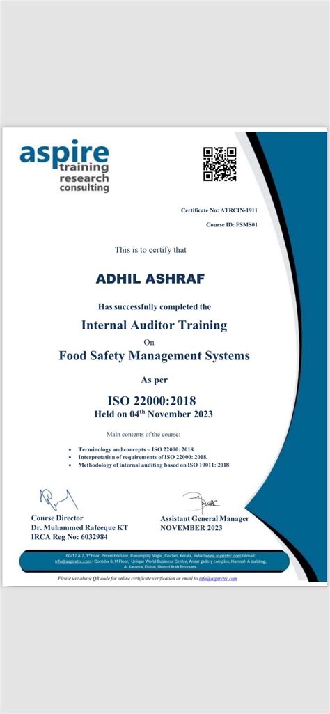 Adhil Ashraf On Linkedin Aspire Iso22000 Foodsafety Internalaudit Haccp Foodhygeine