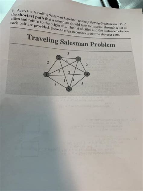 solved 3 apply the travelling salesman algorithm on the