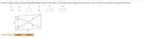 solved find the missing values by solving the parallelogram