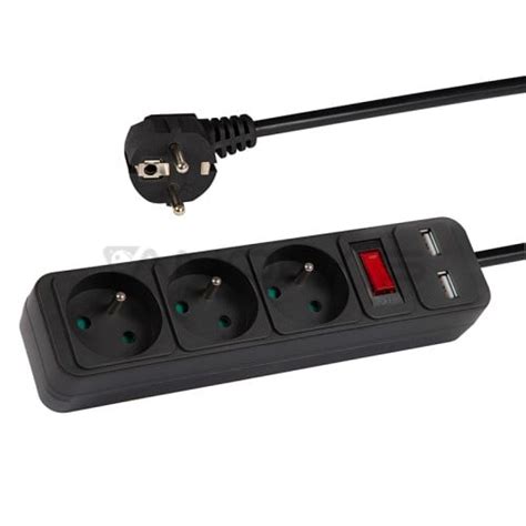 Pr 370wsp Usb 3 Socket Extension Cord Usb With Grounding Switch 3m Black 3x1 5mm