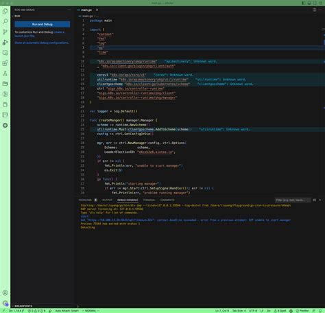 Cannot Use K8s Controller And Get Eof Error In Vscode Debug Mode Code