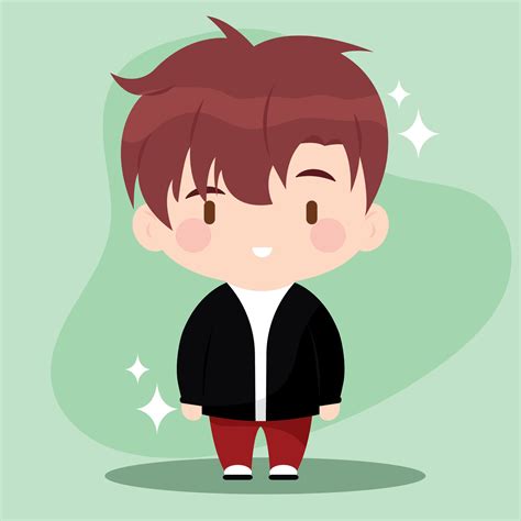 Isolated Colored Cute Chibi Male Korean Anime Character Vector 28153577