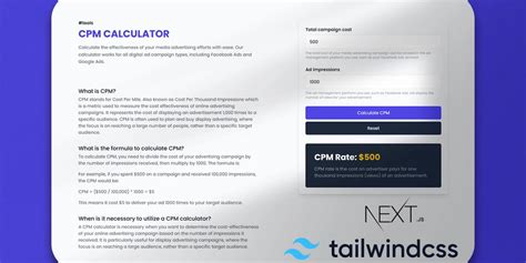 build a cpm calculator app with next js 13 typescript and tailwind css