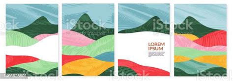 유행 농업 필드 템플릿 또는 농장 카드 배경입니다 자연 또는 언덕 패턴 레이아웃 봄 시골 포스터 생태 Flayer 여름 자연을 배경으로 유기적인 디자인 세트 추상 에코 산