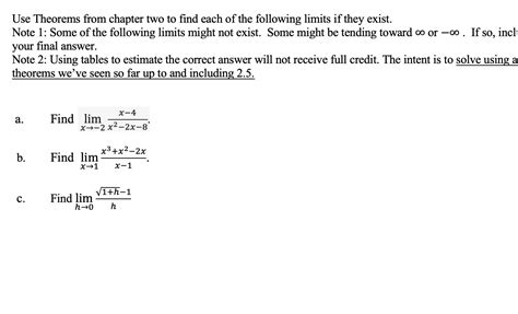 solved use theorems from chapter two to find each of the