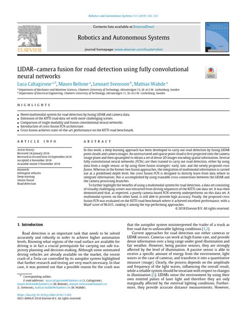 Lidar Camera Fusion For Road Detection Using Fully 2019robotics And Autono Pdf Lidar